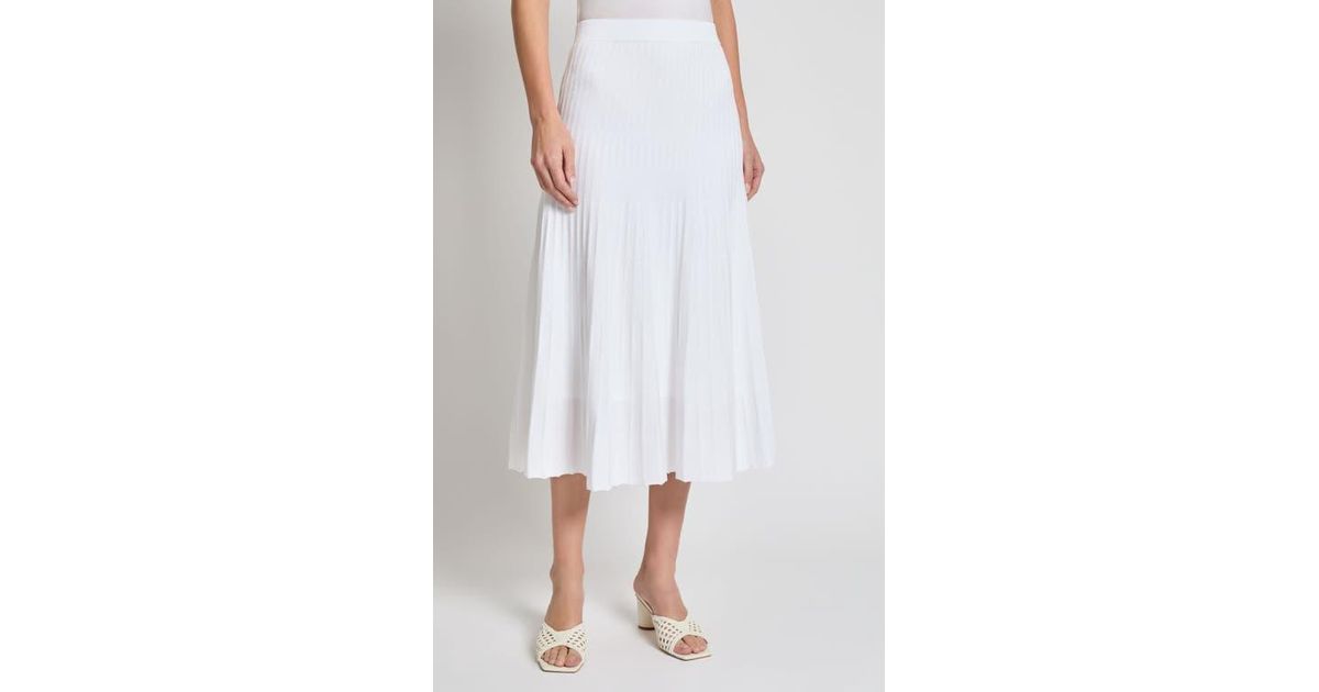 Misook Heritage Fit Rib Knit Midi Skirt in White | Lyst