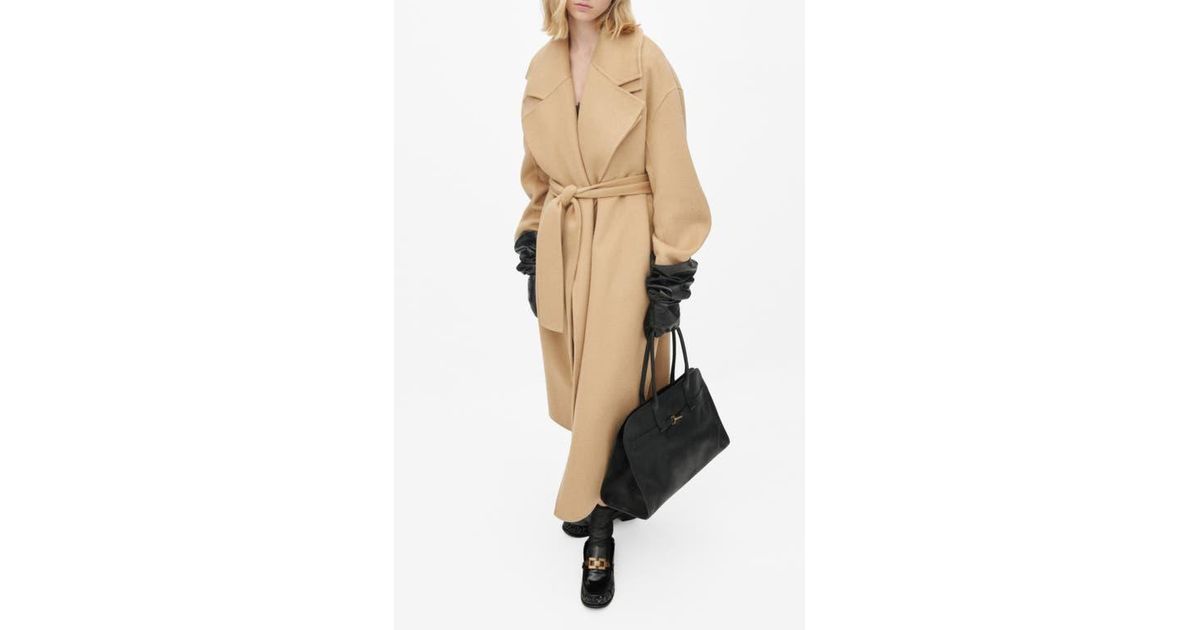 Mango Wool Blend Coat With Removable Vest Insert in Natural | Lyst