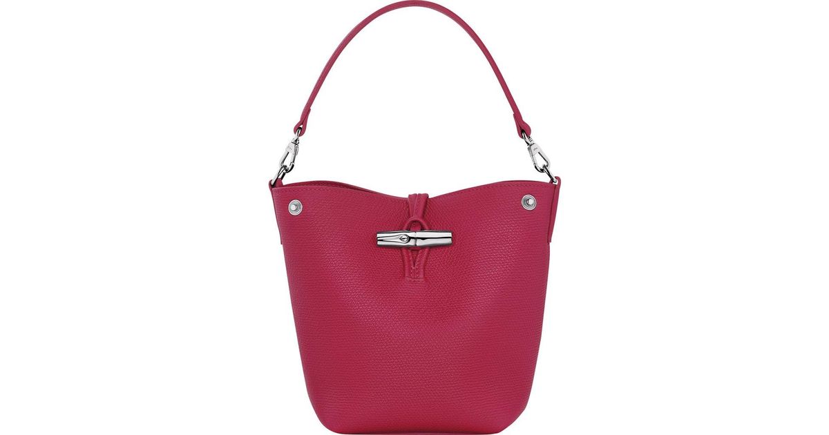 Longchamp Extra Small Le Roseau Leather Bucket Bag in Red | Lyst