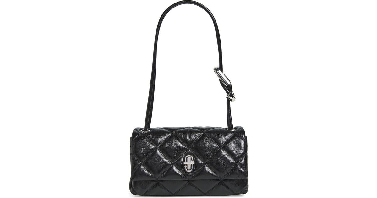Marc Jacobs The Mini Dual Chain Diamond Quilted Leather Shoulder Bag in Black | Lyst
