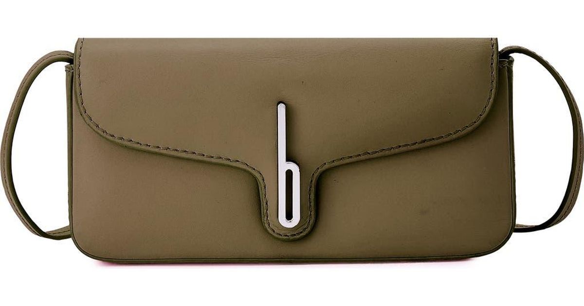 BEHNO Mini Claudia Pebble Leather Crossbody Bag in Green | Lyst