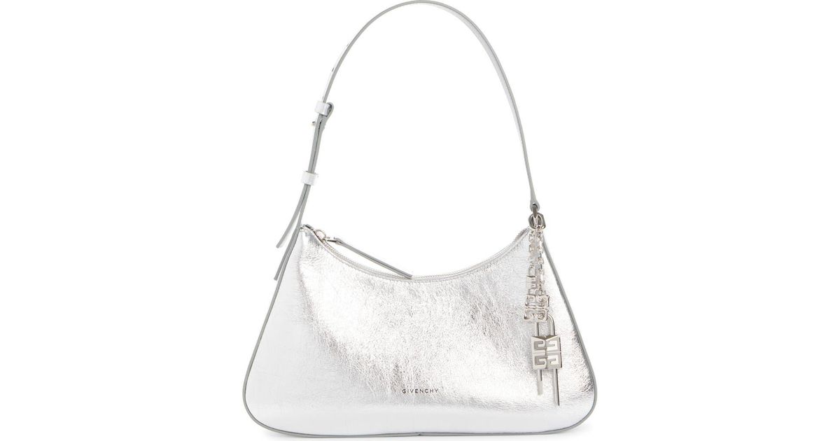 Givenchy Small Lucky Lock Laminated Leather Shoulder Bag in Gray | Lyst