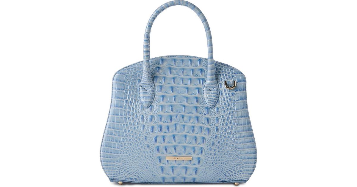 Brahmin Rosetta Croc Embossed Leather Satchel in Blue | Lyst