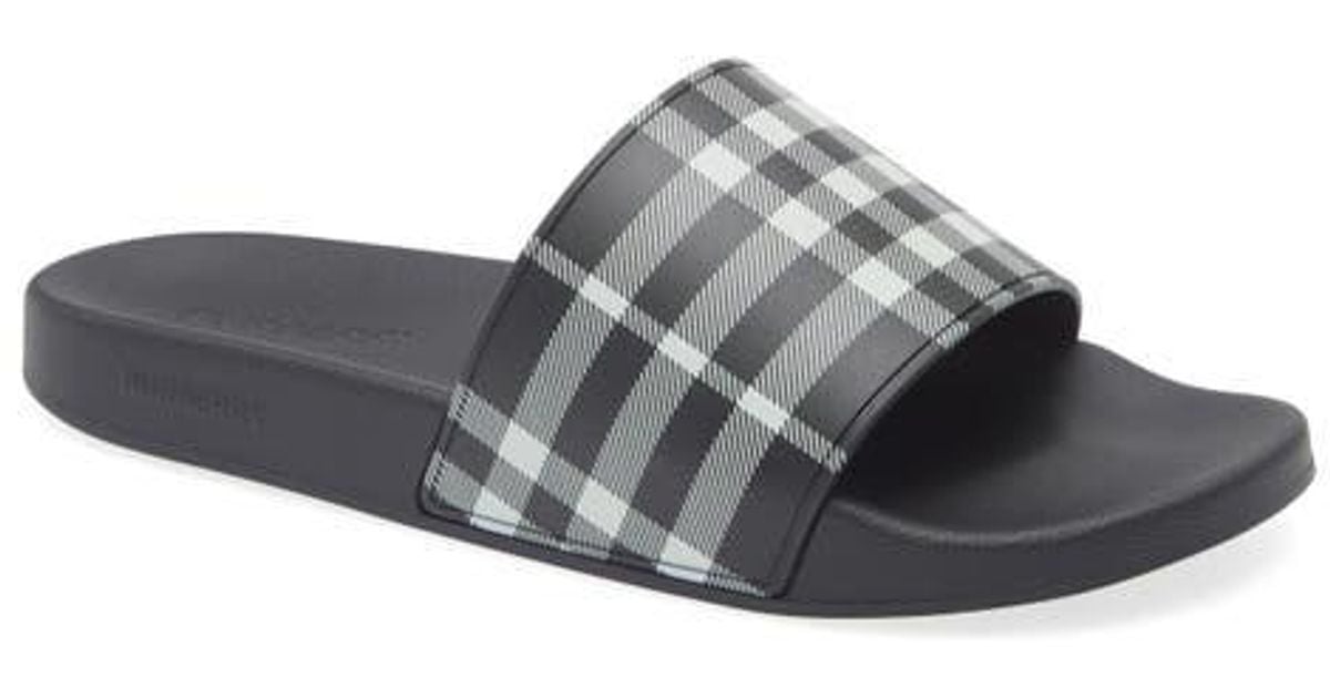 Burberry Furley Check Slide Sandal in Gray for Men | Lyst