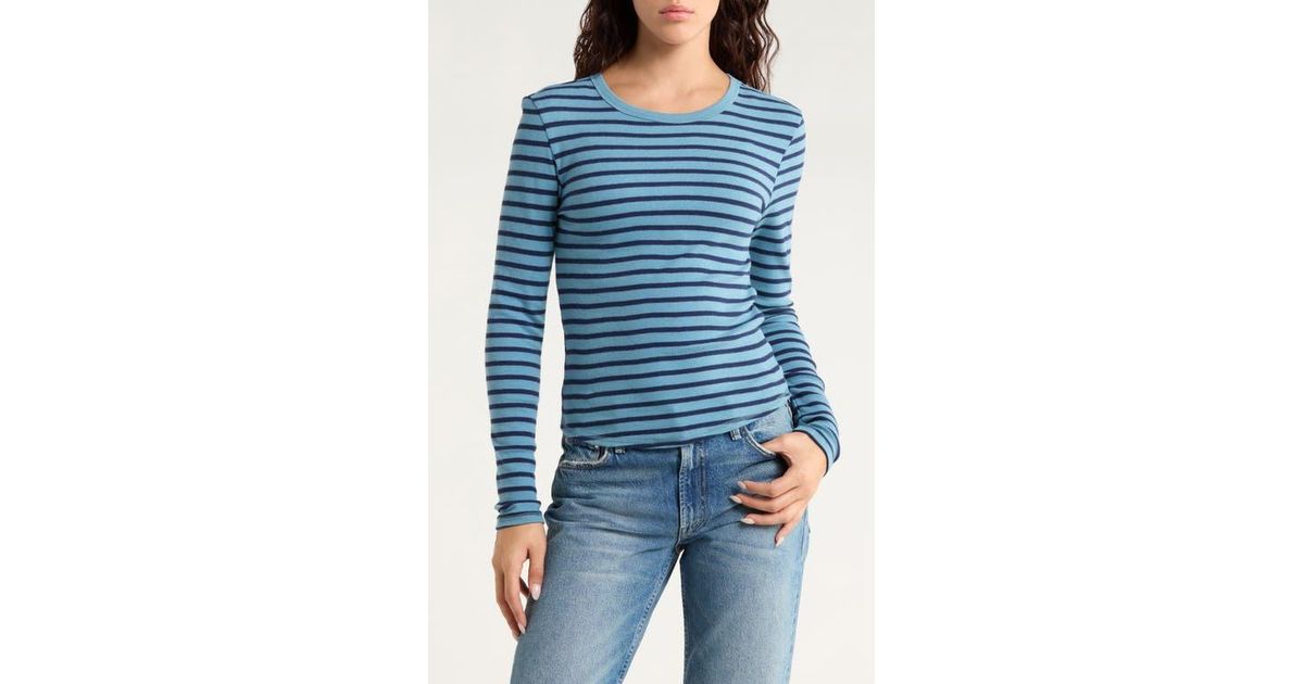 PacSun Jamie Stripe Long Sleeve Cotton Top in Blue | Lyst