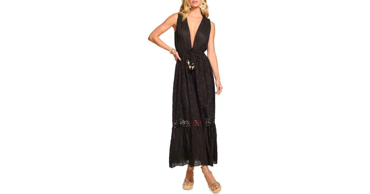 Ramy Brook Paxton Cotton Eyelet Cover-Up Maxi Dress in Black | Lyst