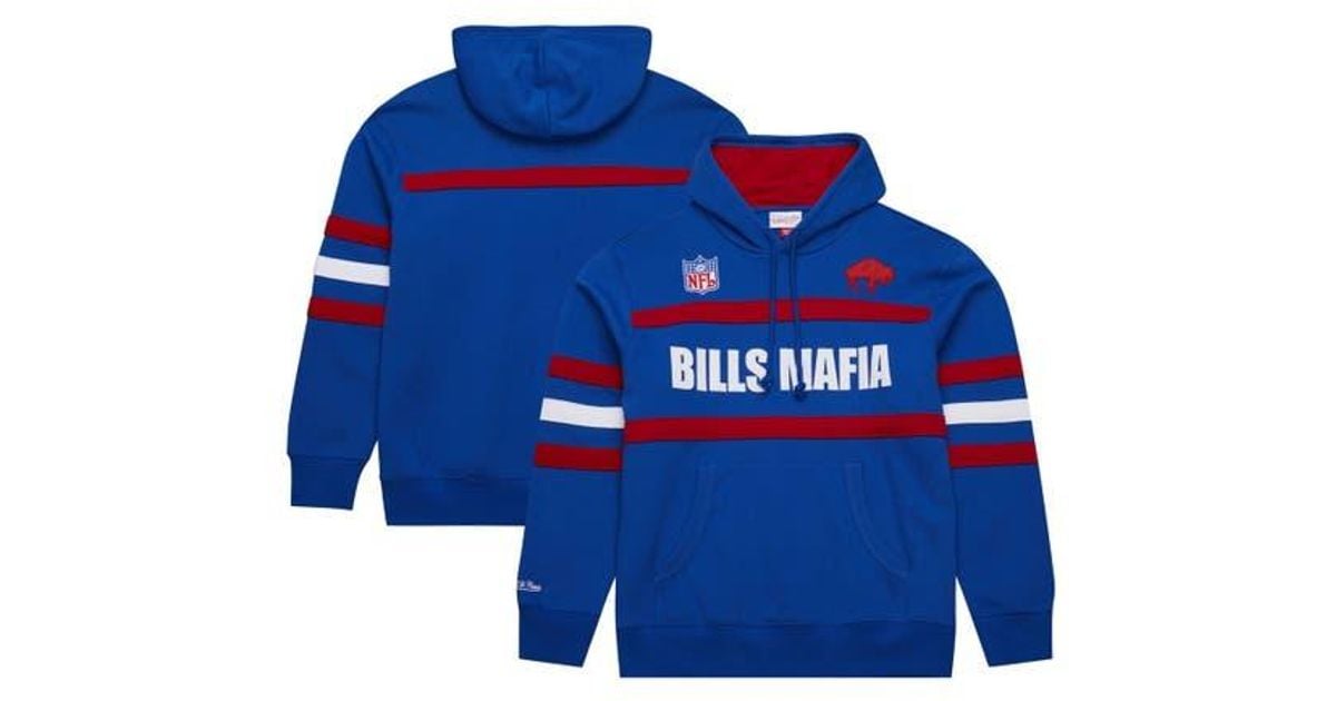 Mitchell & Ness Buffalo Bills Vintage Logo Head Coach Fleece Pullover Hoodie in Blue for Men | Lyst