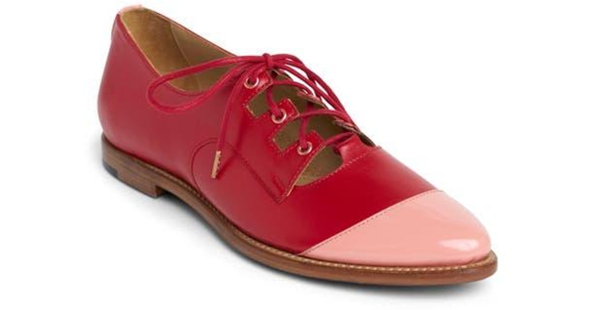 The Office Of Angela Scott Ms. Astrid Cap Toe Flat in Red | Lyst