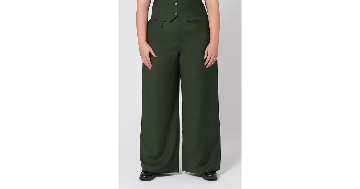 Aam The Label The Wool Wide Leg Pant For Full Hips And Thighs in Green ...