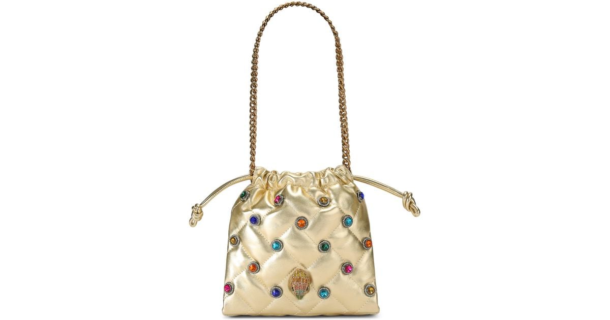 Kurt Geiger Small Kensington Embellished Quilted Leather Drawstring ...