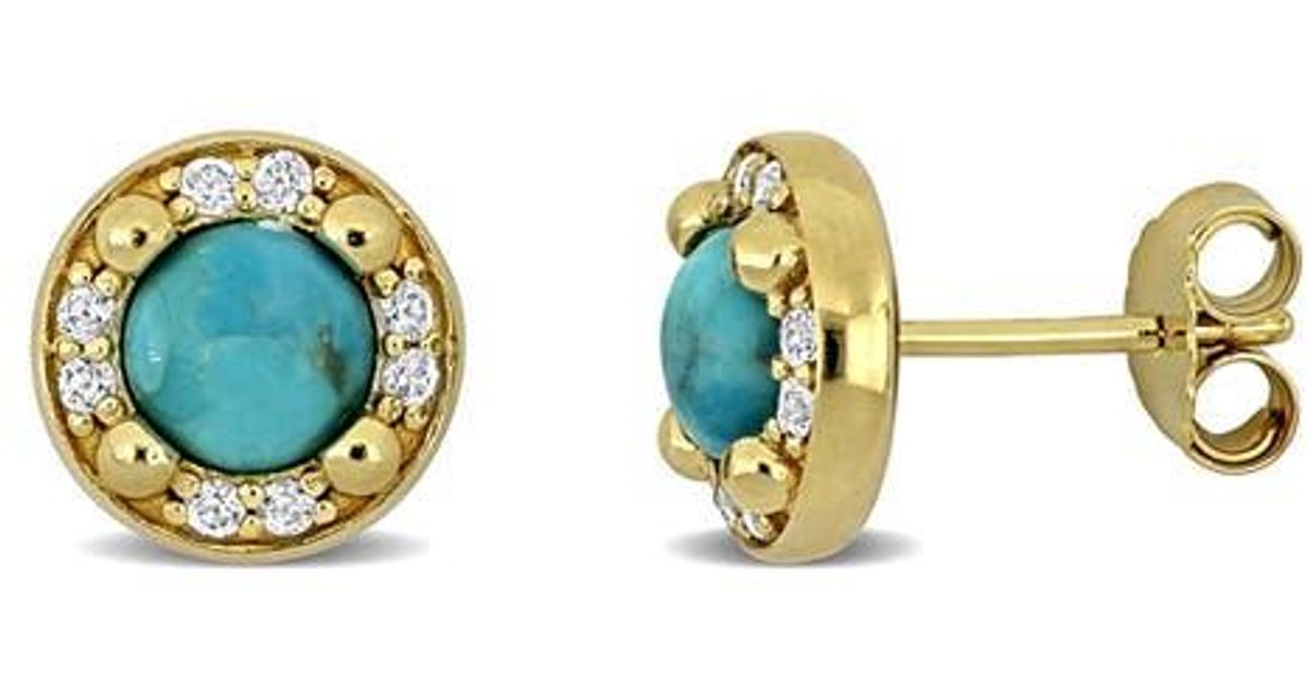 Julianna B Composite Halo Stud Earrings in Blue | Lyst