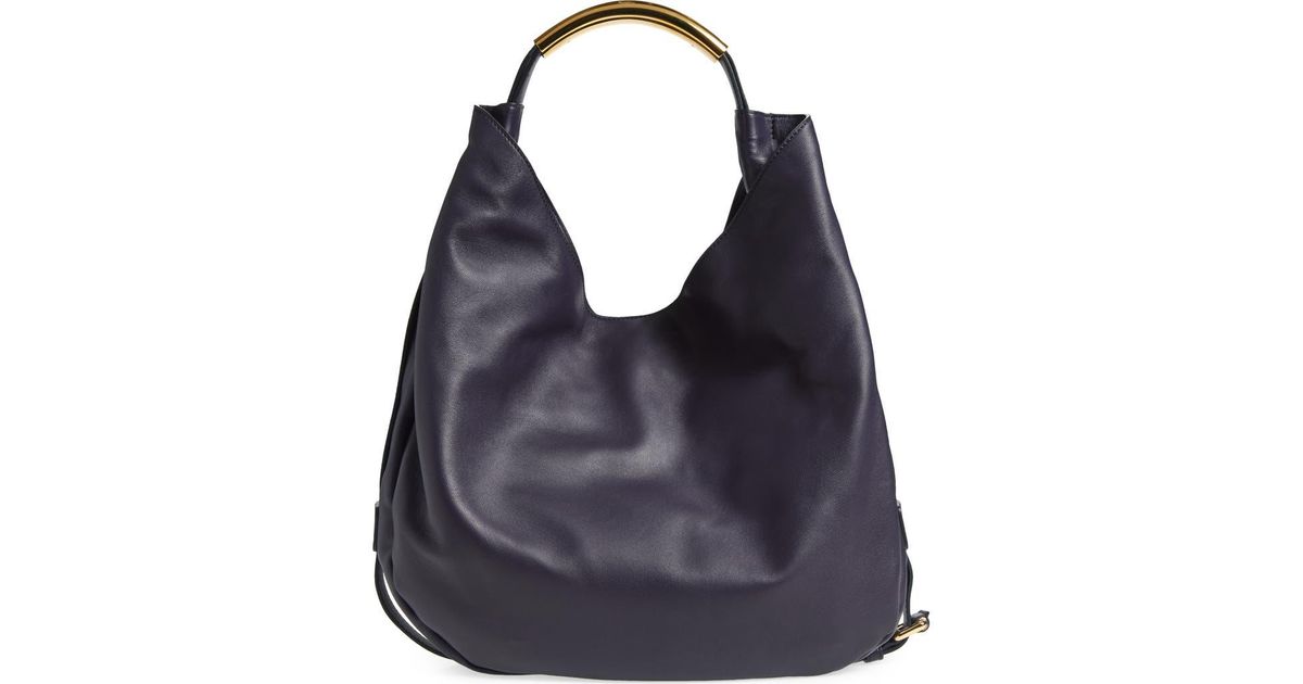 Moschino Handle Me Leather Hobo Bag in Blue | Lyst