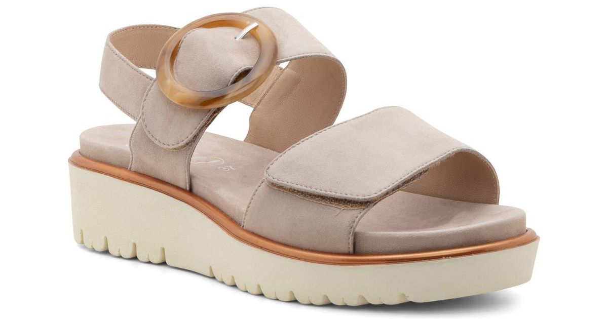 Ara Bridgeport Slingback Platform Wedge Sandal in Metallic | Lyst