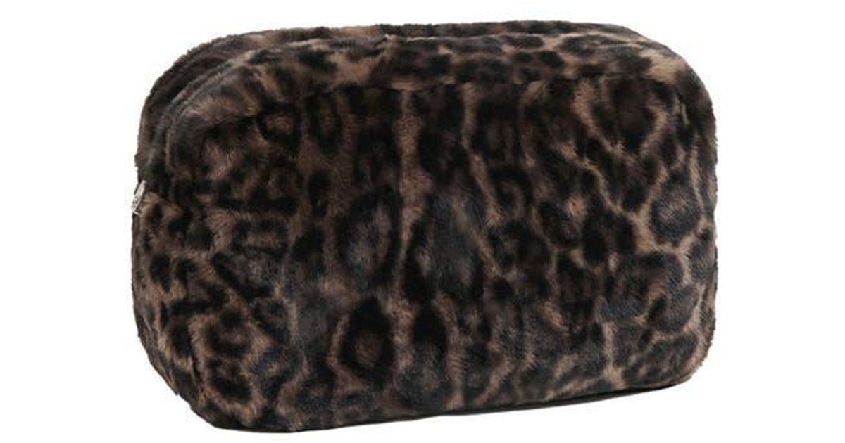 Apparis Jumbo Noor Leopard Print Faux Fur Pouch in Black | Lyst