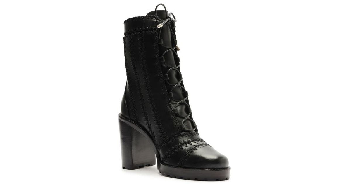 Alexandre Birman Regina Block Heel Combat Boot in Black | Lyst