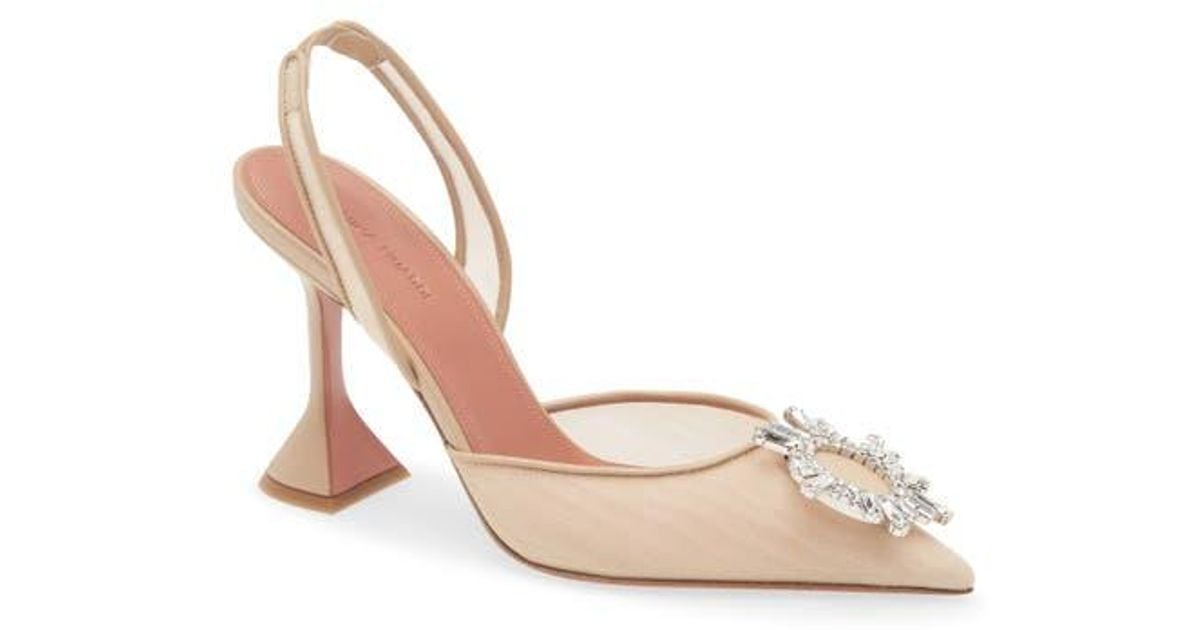 AMINA MUADDI Begum Mesh Pointed Toe Slingback Pump in White | Lyst