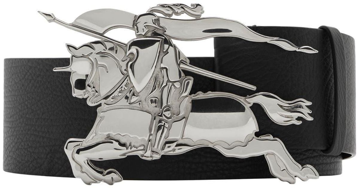 Burberry Wide Leather Knight Belt in Black for Men | Lyst
