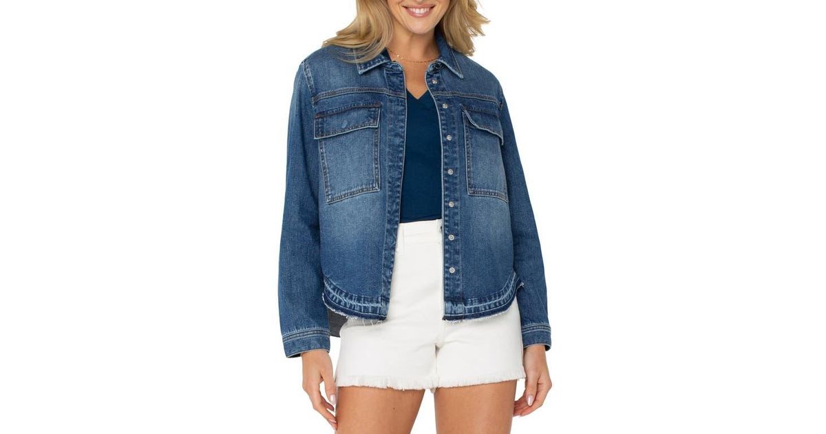 Liverpool Los Angeles Split Back Denim Shirt Jacket in Blue | Lyst