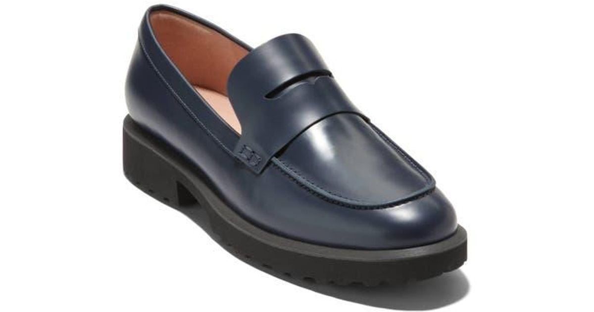 Cole Haan Geneva Lug Sole Penny Loafer in Blue | Lyst