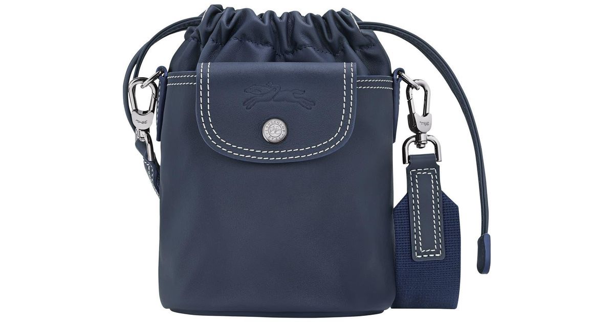 Longchamp Extra Small Le Pliage Xtra Worker Leather Bucket Bag in Blue ...