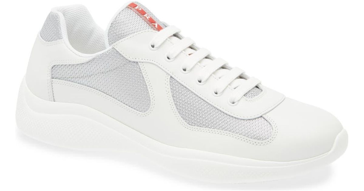 Prada America's Cup Soft Bike Low Top Sneaker in White for Men | Lyst