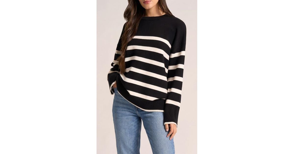 Matty M Elliot Stripe Sweater in Black | Lyst
