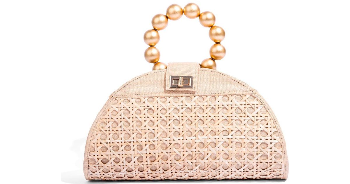 Soli & Sun The Isabella Tan Rattan Solihiya Weave And Bead Top Handle ...