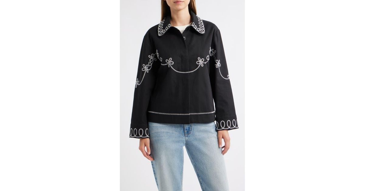 Rails Keaton Embroidered Cotton Jacket in Black | Lyst