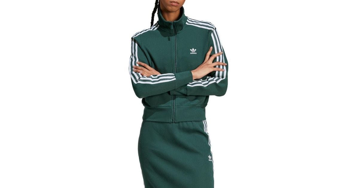 adidas Adicolor 3-Stripes Knit Track Jacket in Green | Lyst