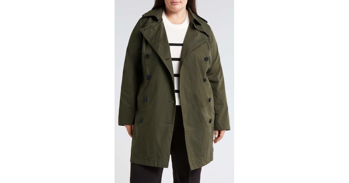UNIVERSAL STANDARD Derjon Double Breasted Trench Coat in Green | Lyst