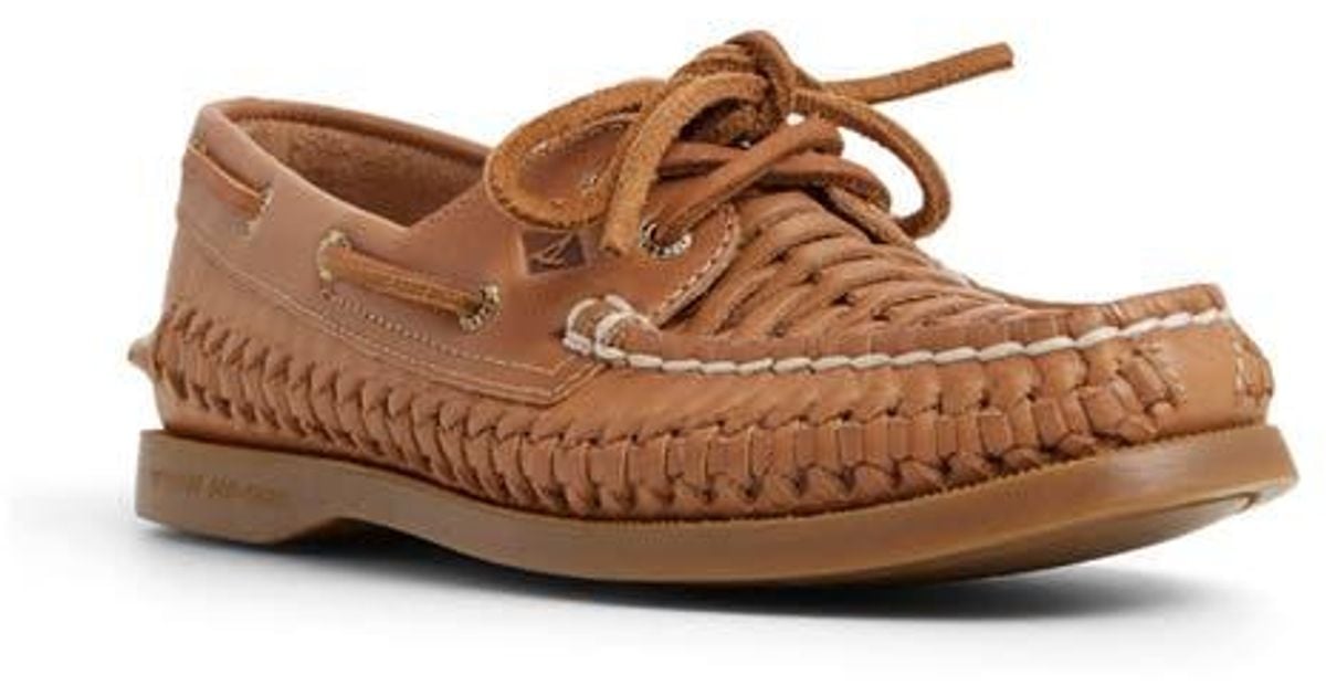 Sperry Top-Sider Authentic Original 2-Eye Woven Boat Shoe in Brown | Lyst