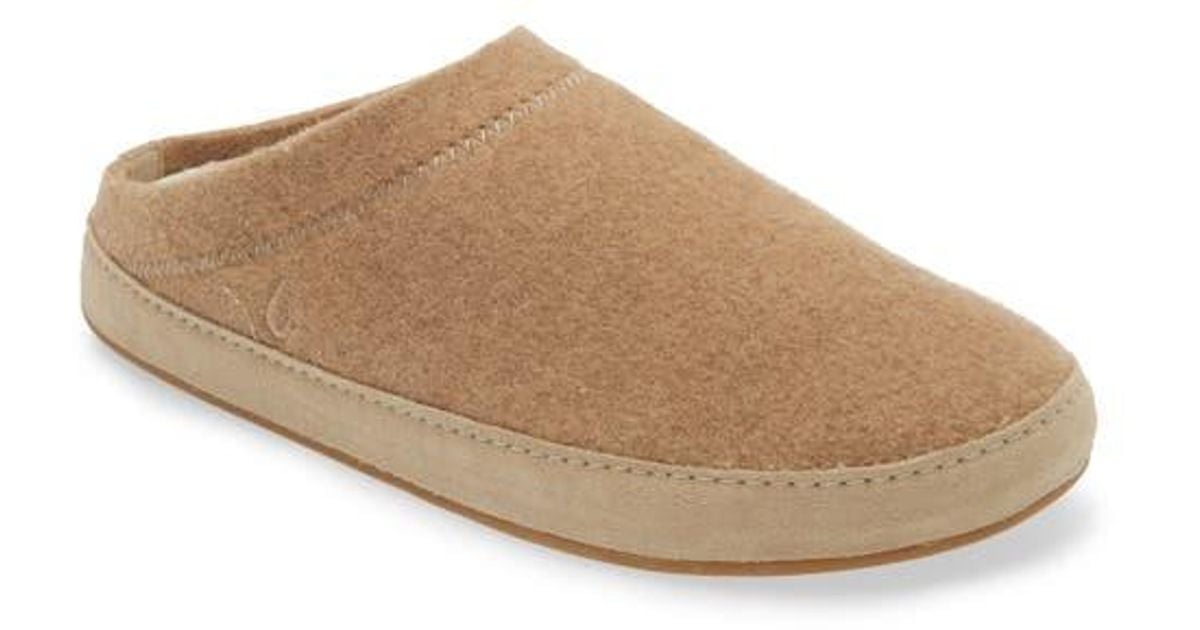 Olukai Hāmani Hulu Genuine Shearling Lined Mule Slipper in Brown for ...