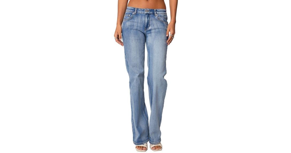 Edikted Low Rise Bootcut Jeans in Blue | Lyst