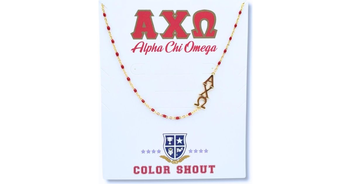 Color Shout Alpha Chi Omega Greek Letter Side Set Necklace in White | Lyst