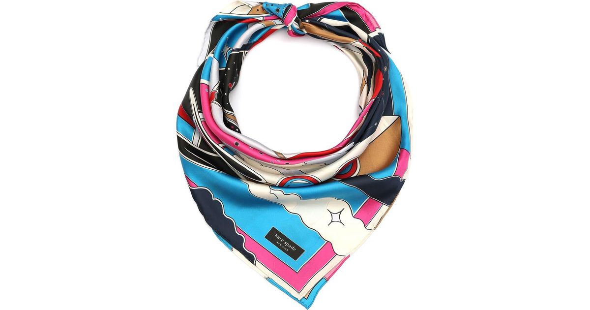 Kate Spade Outer Space Silk Square Scarf in Blue | Lyst