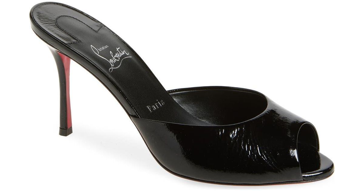 Christian Louboutin Me Dolly Peep Toe Slide Sandal in Black | Lyst