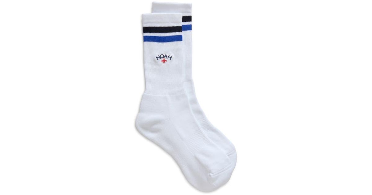 Noah Core Logo Stripe Cotton Blend Crew Socks in White for Men | Lyst