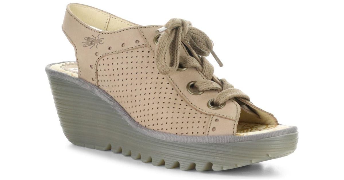 Fly London 'Yuta' Platform Wedge Sandal in Gray | Lyst