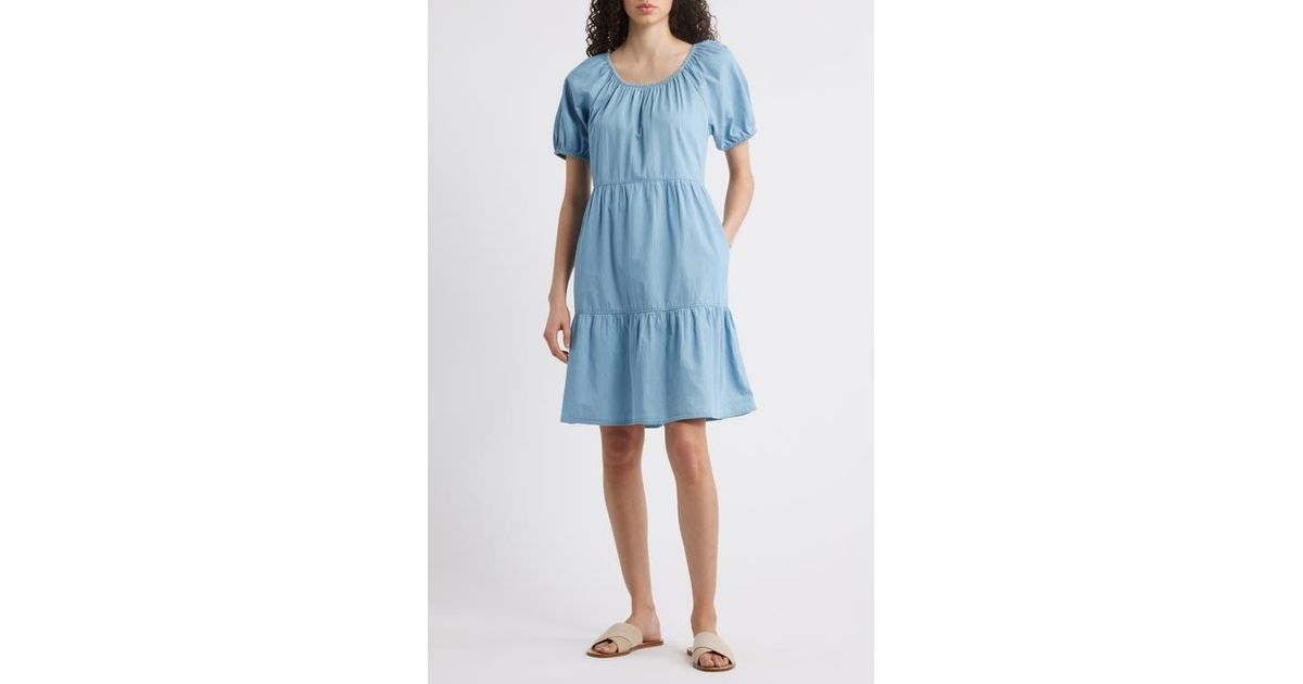 Beach Lunch Lounge Amie Convertible Neck Tiered Cotton Dress in Blue | Lyst