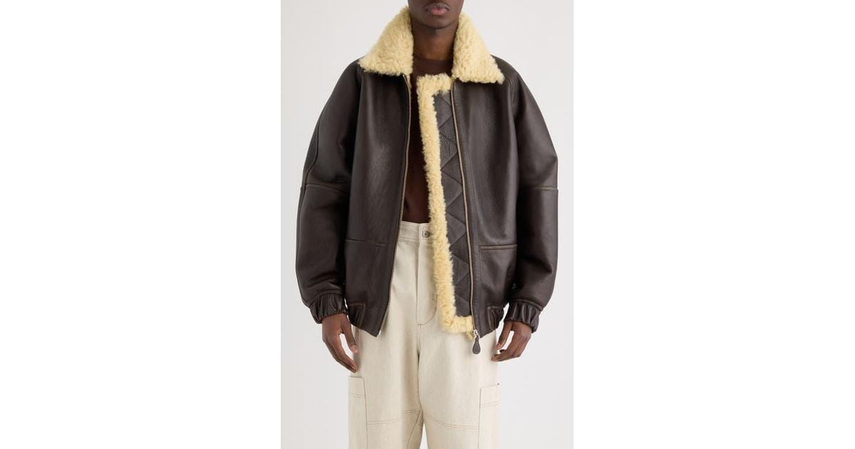 Jacquemus Le Bombardier Lambskin Leather & Genuine Shearling Aviator ...
