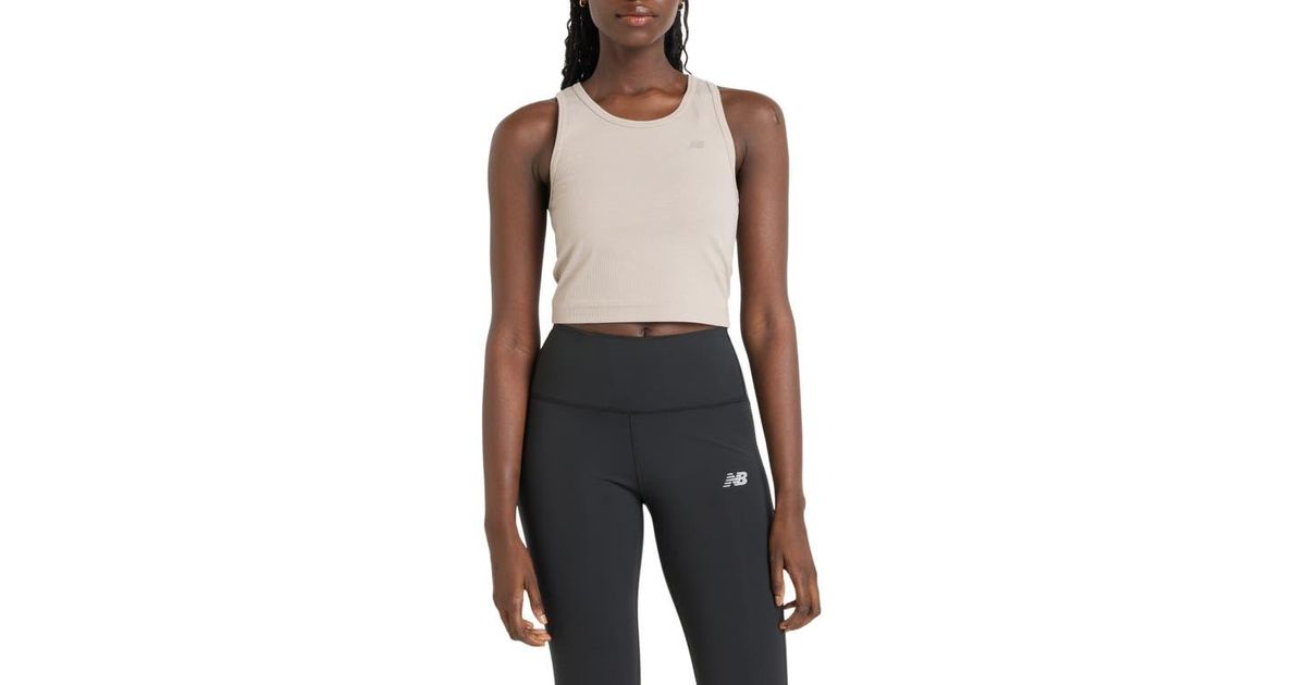 New Balance Performance Rib Crop Tank in Black | Lyst