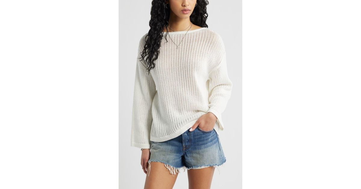BP. Cotton Open Stitch Sweater in White | Lyst