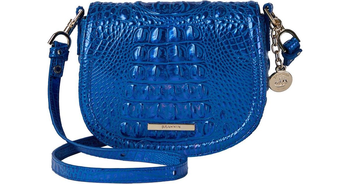 Brahmin Briar Croc Embossed Leather Crossbody Bag in Blue | Lyst