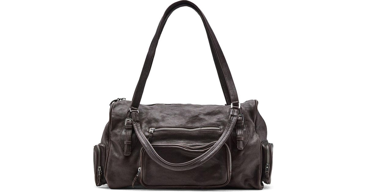 Mango Large Leather Bowling Bag in Black | Lyst