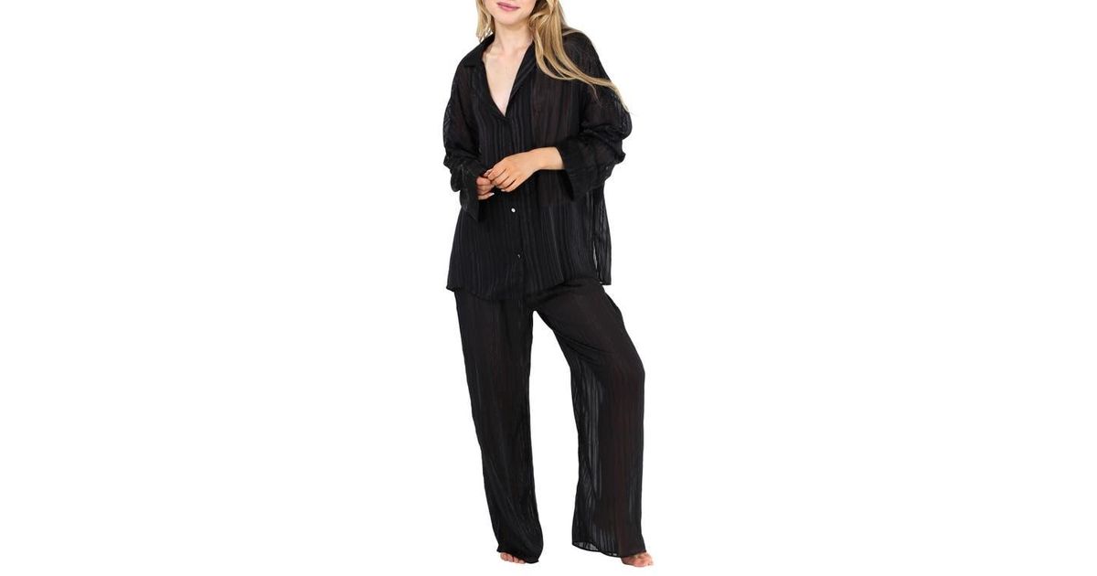Honeydew Intimates Sheer Bliss Stripe Pajamas in Black | Lyst