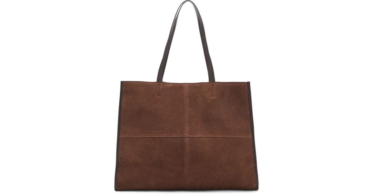 Mango Suede Shopper Bag in Brown | Lyst