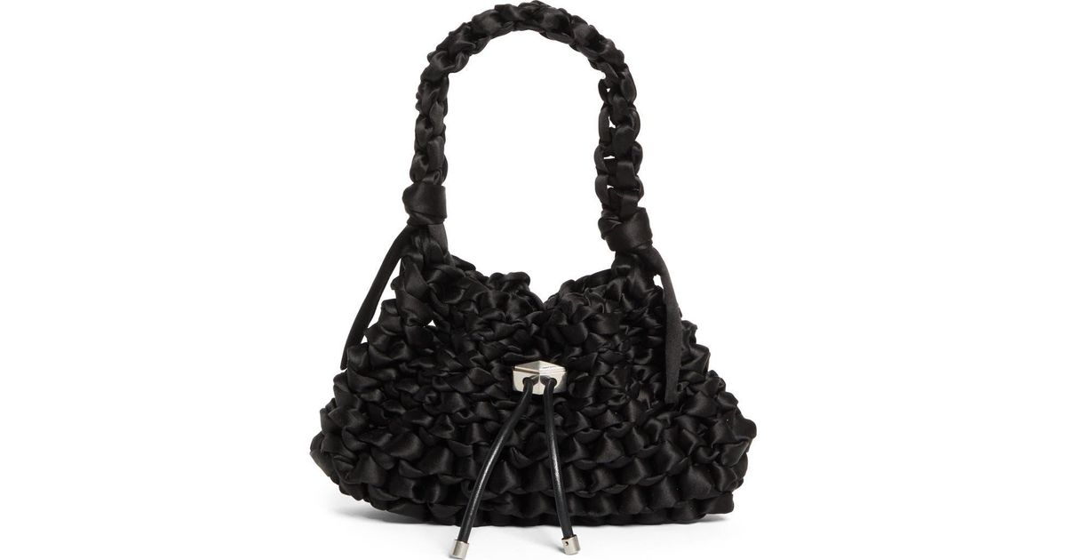 Jimmy Choo Small Cinch Satin Bucket Bag in Black | Lyst