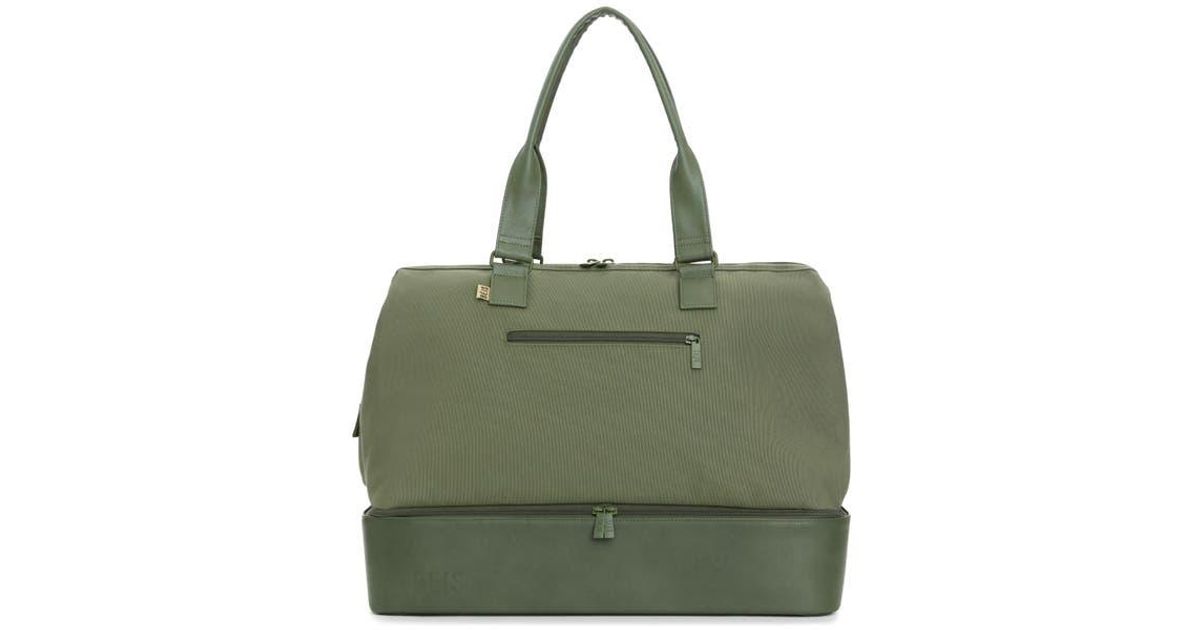 BEIS The Weekender Canvas & Faux Leather Bag in Green | Lyst