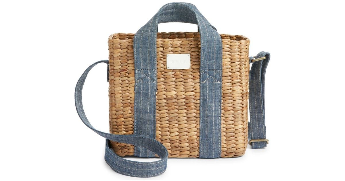 Rip Curl Premium Straw Crossbody Bag in Blue | Lyst