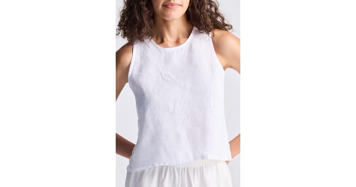 REISTOR Button Back Embroidered Crop Top in White | Lyst